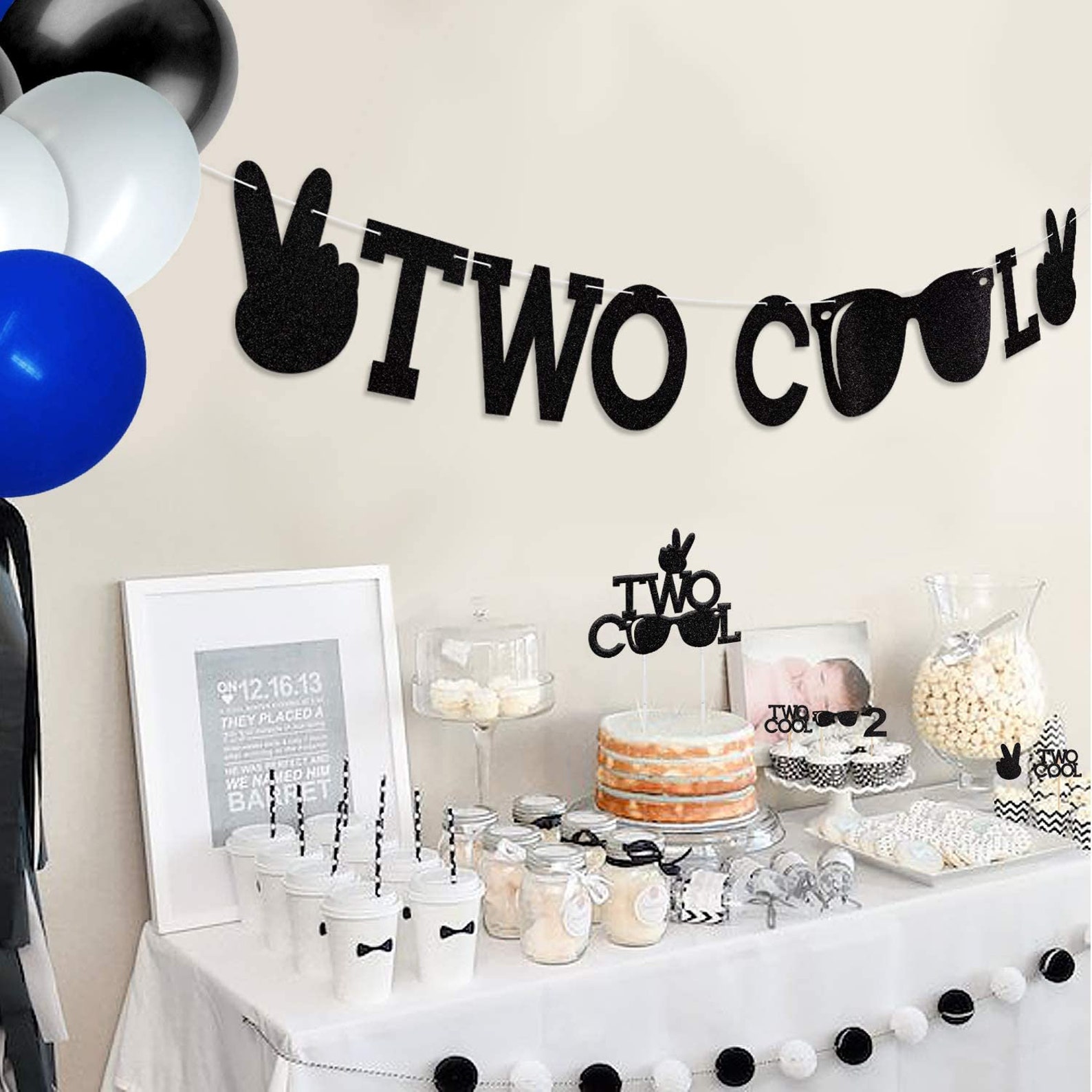 TWO COOL Birthday Decoration Two Cool Boys 2nd Birthday Decor | Etsy