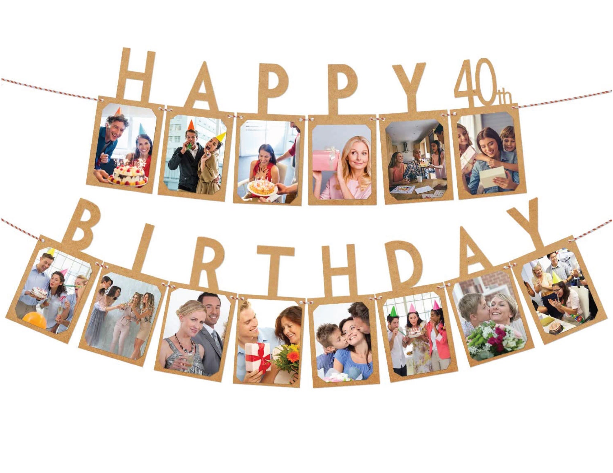 40th Birthday Photo Banner 40th Birthday Brown Banner 40th | Etsy