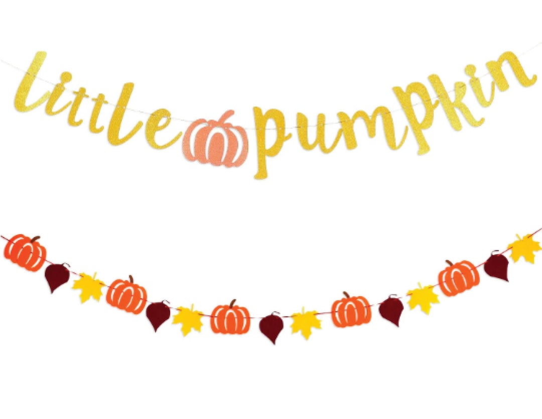 Little Pumpkin Banner Baby Shower Banner Fall Baby Gold Glitter Party ...