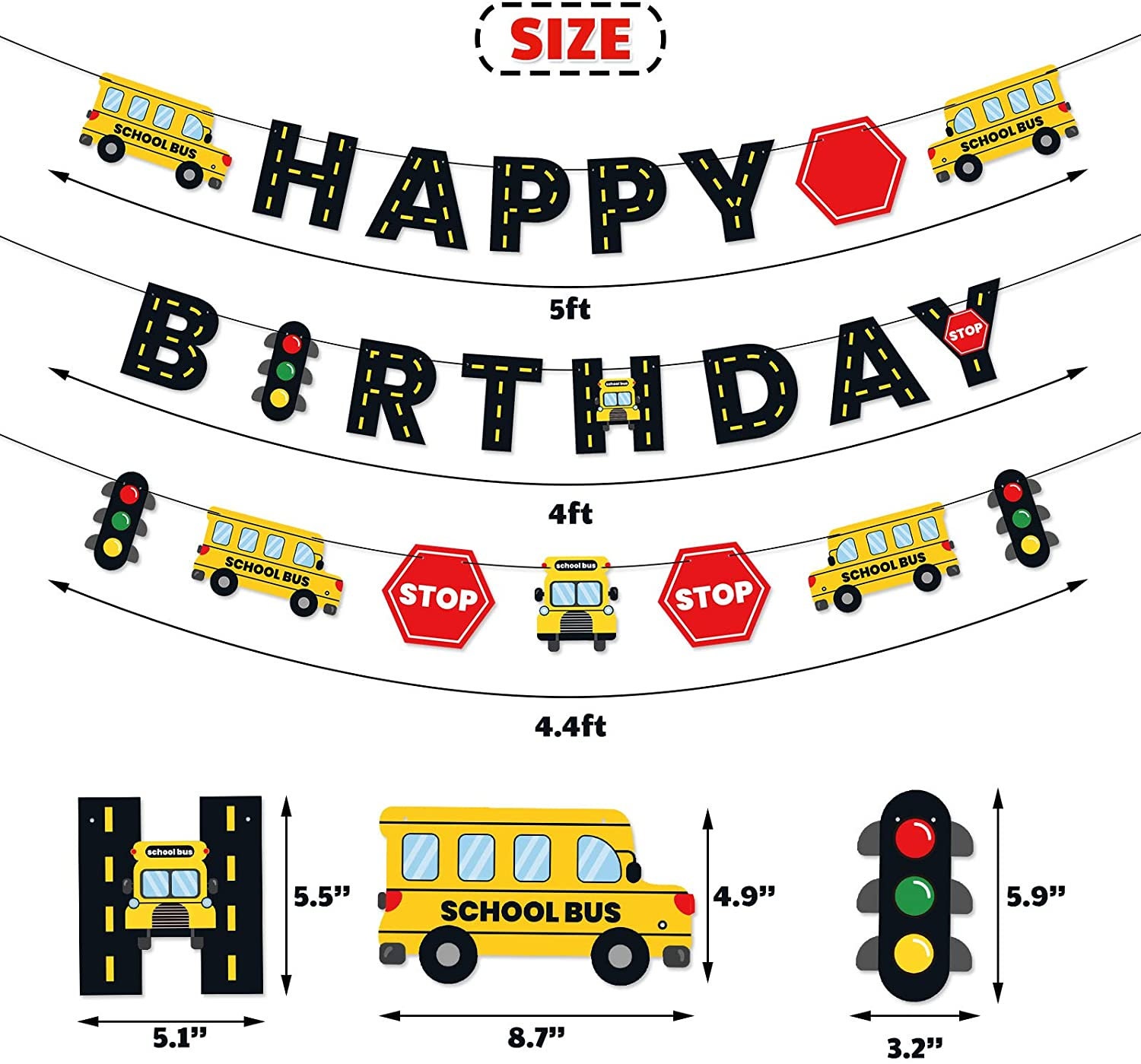 School Bus Birthday Banner School Bus Party Supplies Happy | Etsy