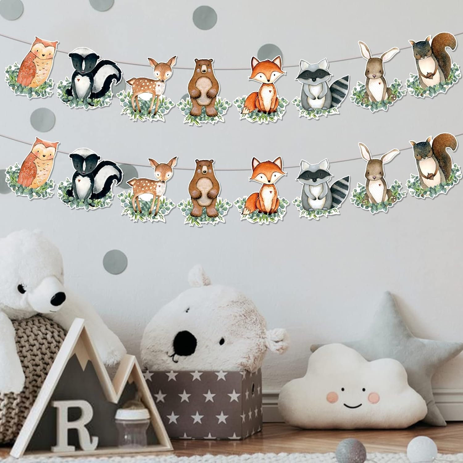 Woodland Animals Banner Garland, Woodland Animals Baby Shower ...