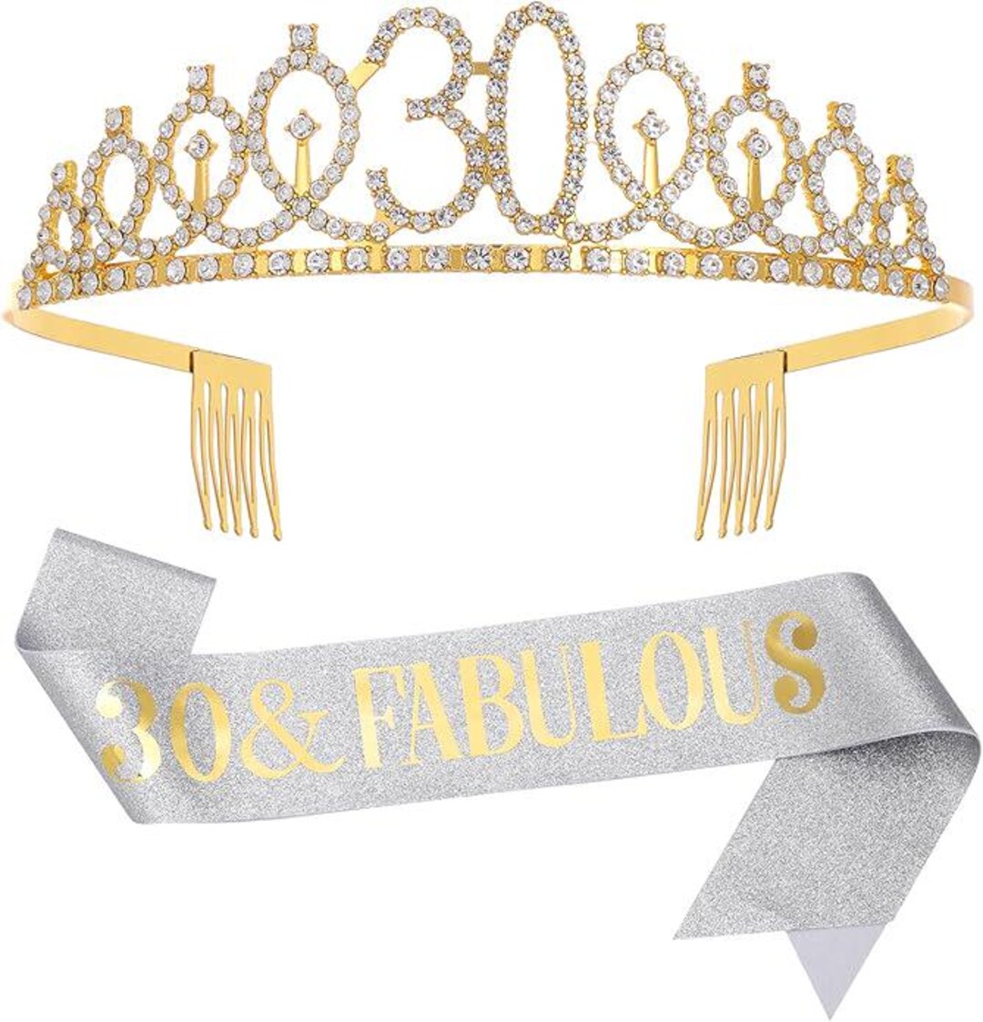 30th Birthday Sash and Tiara for Women, 30 & Fabulous Birthday Sash ...