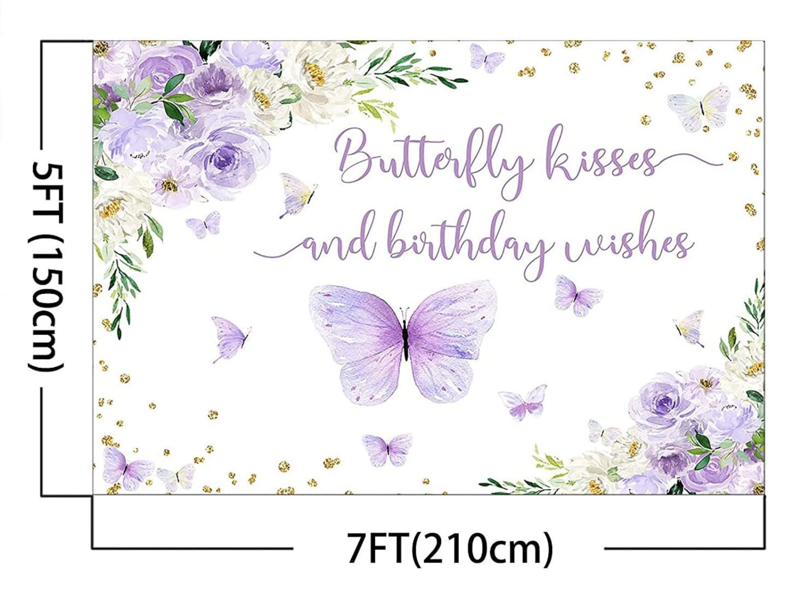 Butterfly Birthday Backdrop Butterfly Kisses Birthday Wishes - Etsy