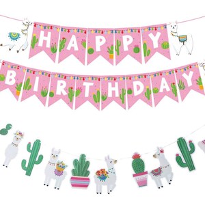 Llama Birthday Banner, Llama Party Decoration Supplies for Mexican ...