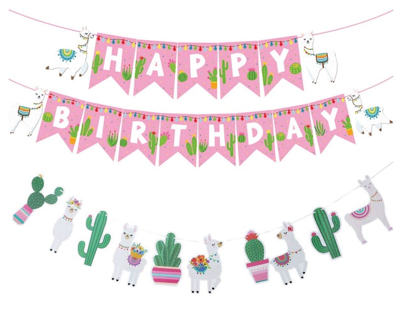 Llama Birthday Banner Llama Party Decoration Supplies for | Etsy