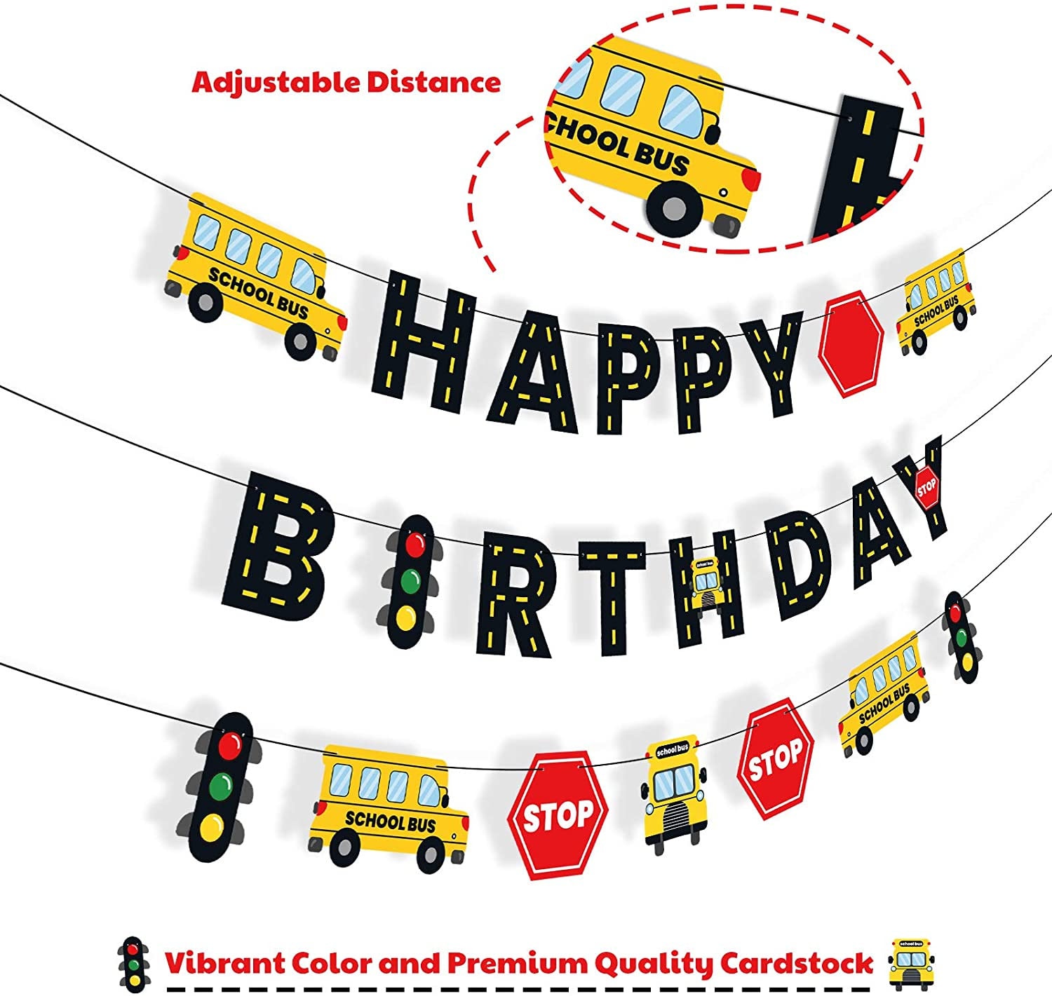 School Bus Birthday Banner School Bus Party Supplies Happy - Etsy