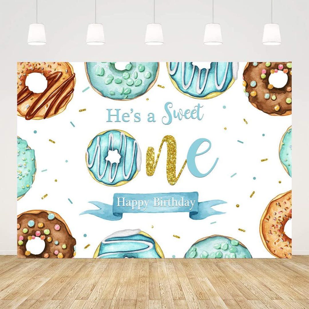 Donut Backdrop, Donut Sweet One Backdrop Banner, Boy's First Birthday ...