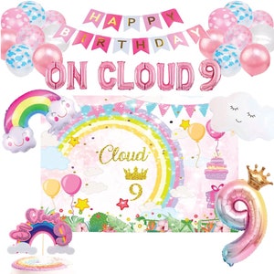 On Cloud 9 Birthday Decorations for Girls, on Cloud 9 Backdrop, Pastel ...