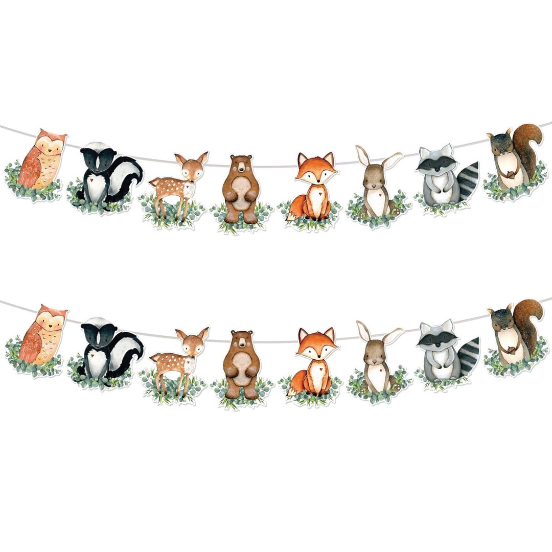 Woodland Animals Banner Garland, Woodland Animals Baby Shower ...