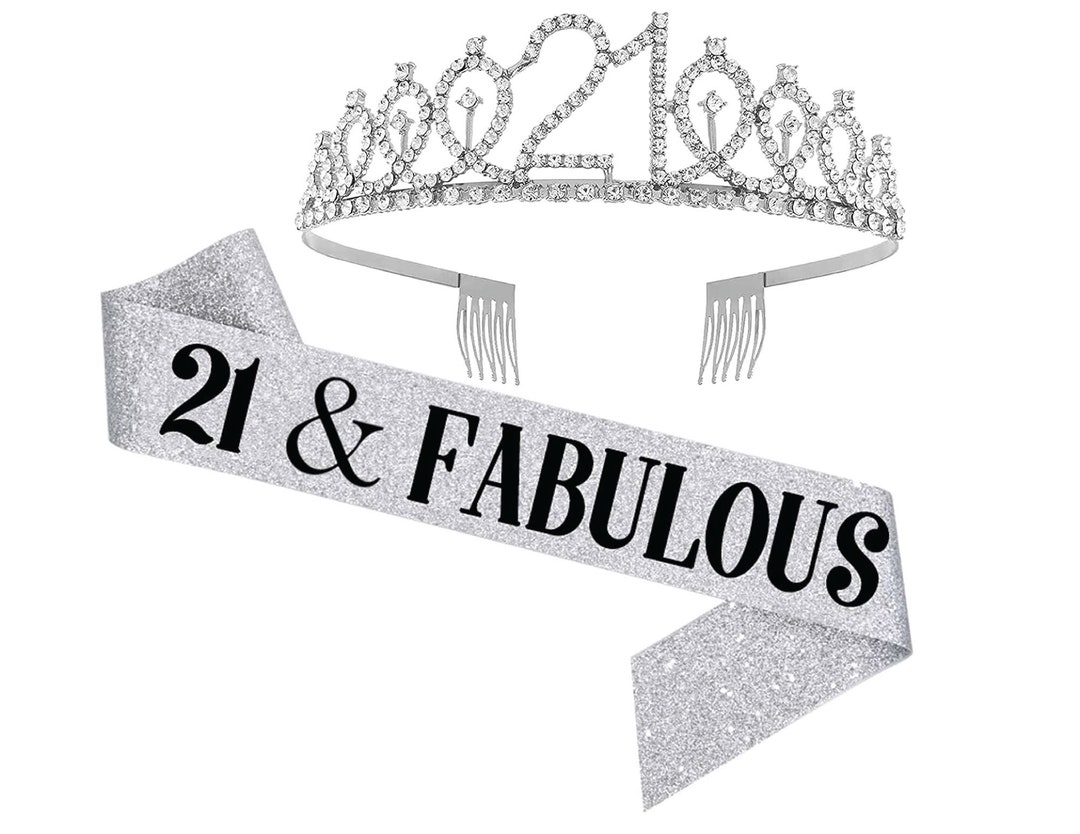 21st Birthday Sash and Tiara for Girls, 21 & Fabulous Birthday Sash ...