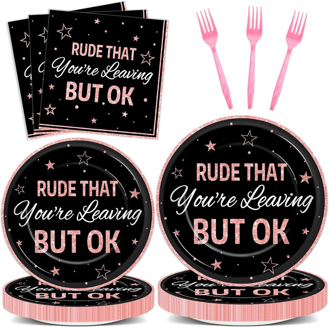 Rude That You're Leaving but Ok Party Plates, Napkins, Forks Disposable ...