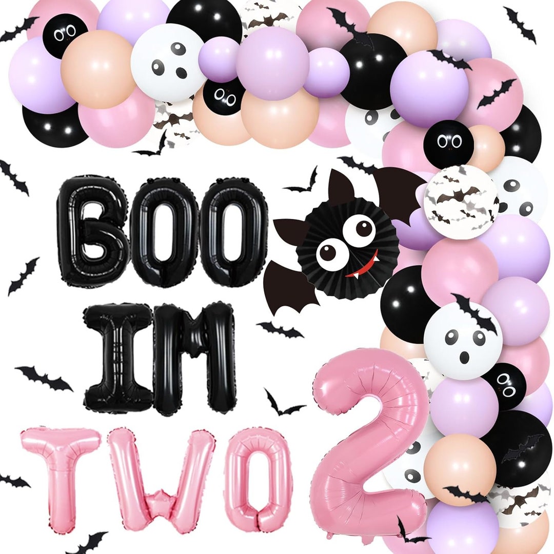 Boo I Am Two Balloon Garland Kit, Halloween Girls 2nd Birthday Balloon ...