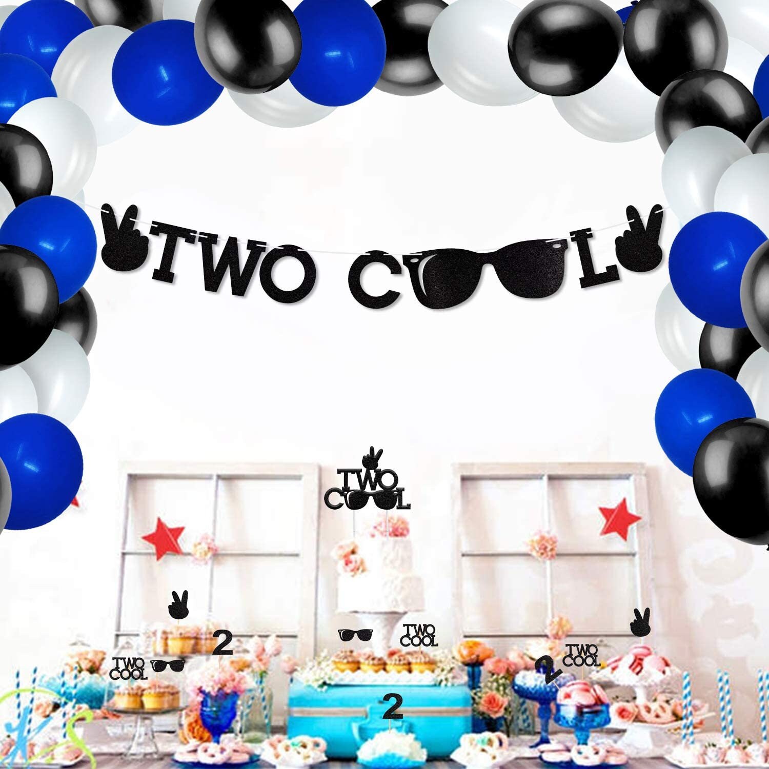 TWO COOL Birthday Decoration Two Cool Boys 2nd Birthday Decor | Etsy