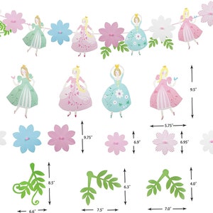 Princess Happy Birthday Banner, Princess & Flower Shape Birthday Party ...