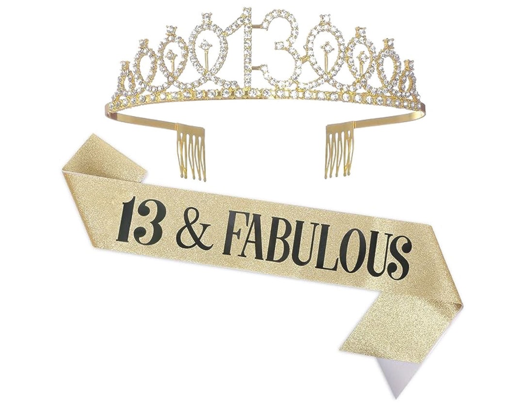 13th Birthday Sash and Tiara for Girls, 13 & Fabulous Birthday Sash ...