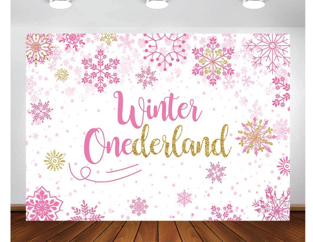 Winter Onederland Backdrop Girl Pink and Gold 1st Birthday Vinyl Photo ...