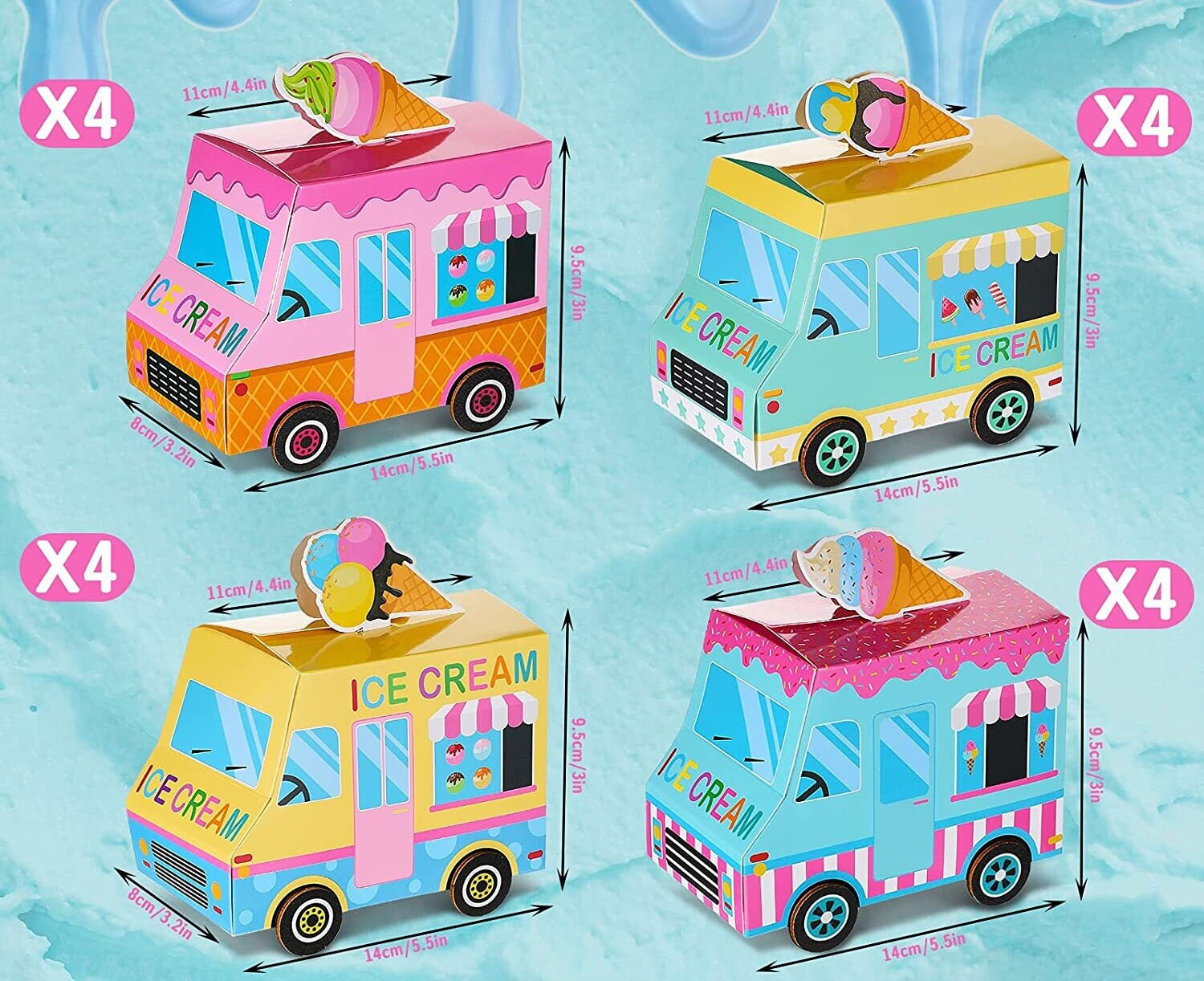 Ice Cream Party Favor Boxes, Ice Cream Truck Treat Boxes, Ice Cream ...