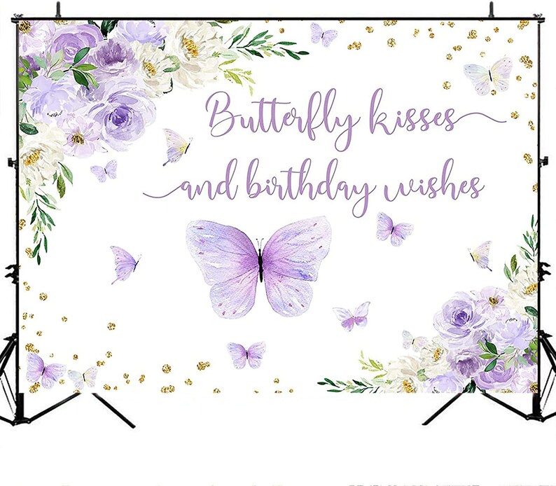 Butterfly Birthday Backdrop Butterfly Kisses Birthday Wishes - Etsy