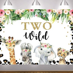 Two Wild Backdrop Girl's Jungle Safari Animals 2nd - Etsy
