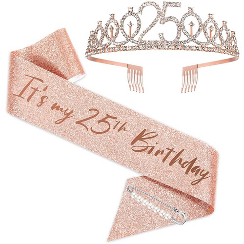 25th Birthday Sash and Tiara for Girls 25 & Fabulous Birthday - Etsy