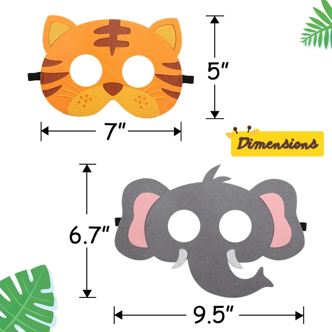 Safari Jungle Animal Felt Masks Pack of 12 Woodland Party - Etsy