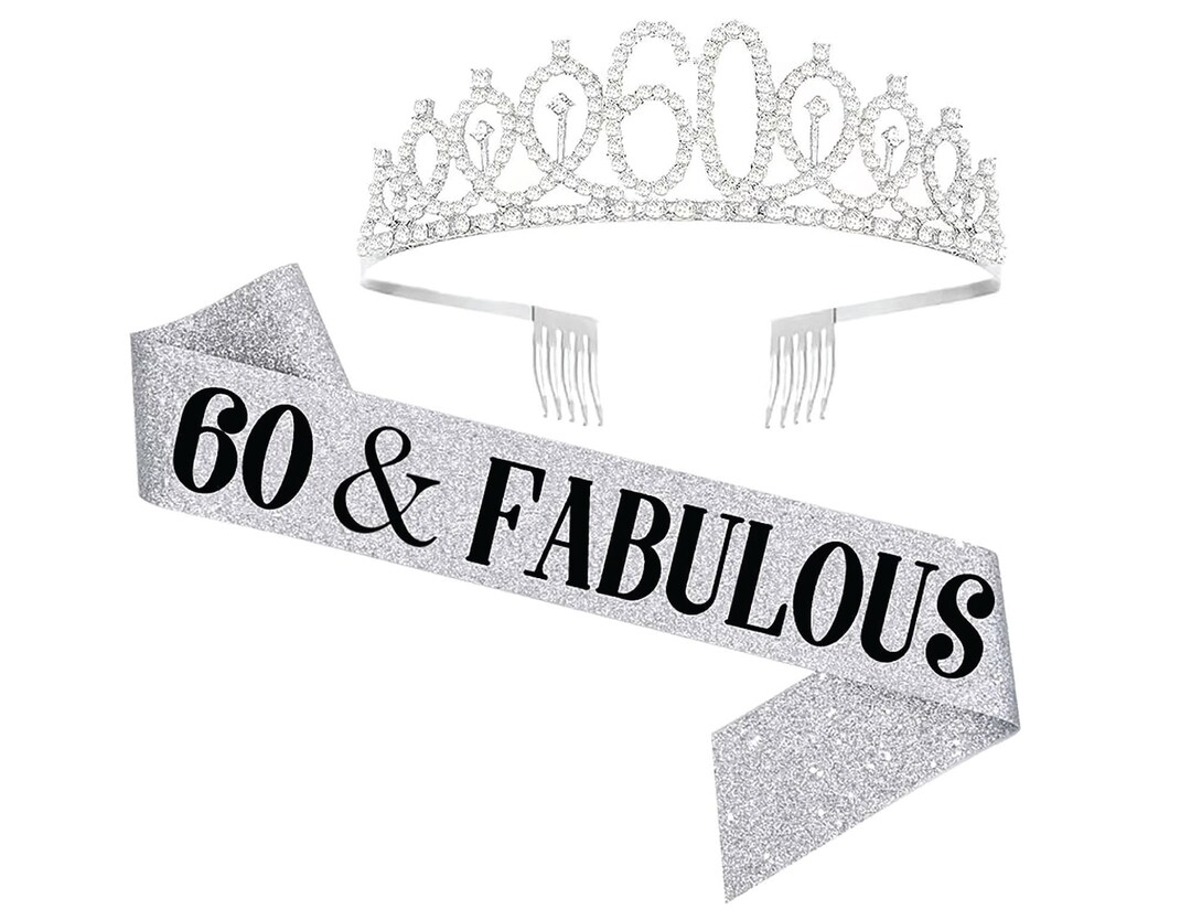 60th Birthday Sash and Tiara for Women, 60 & Fabulous Birthday Sash ...