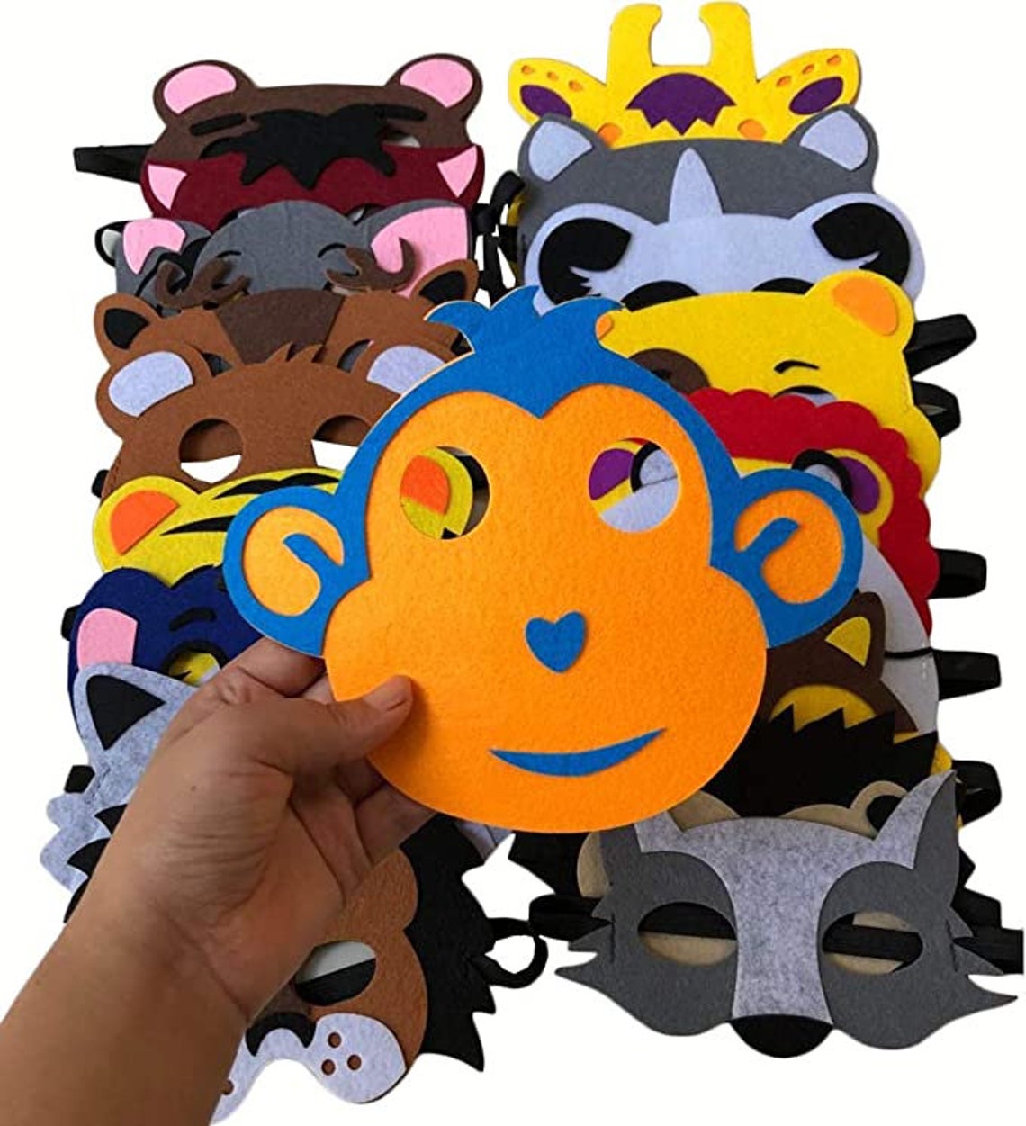 Safari Jungle Animal Felt Masks Pack of 24, Woodland Party Favors, Zoo ...