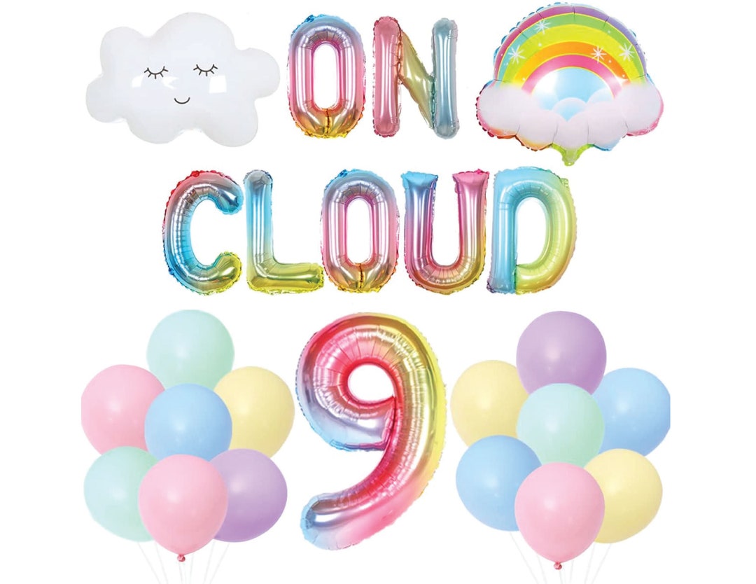 On Cloud 9 Birthday Decorations for Girls, Gradient on Cloud 9 Balloons ...