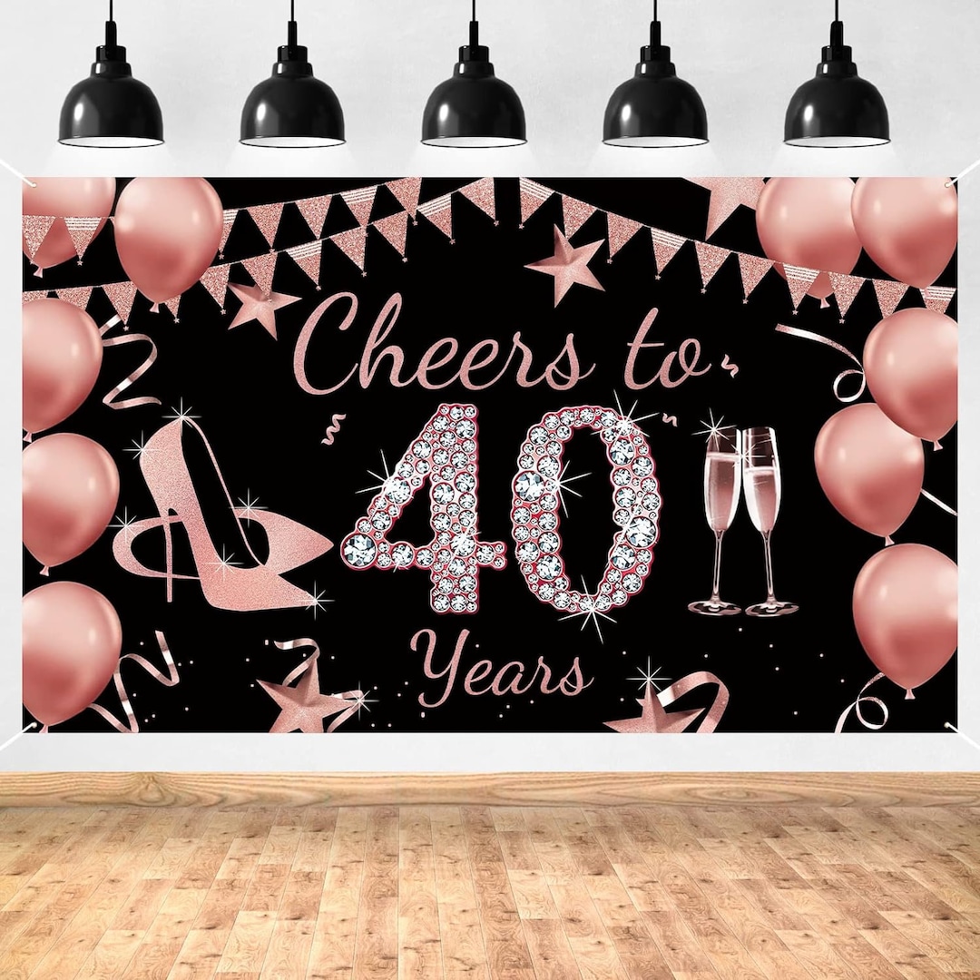 40th Birthday Banner Backdrop Cheers to 40 Years Photo Background ...