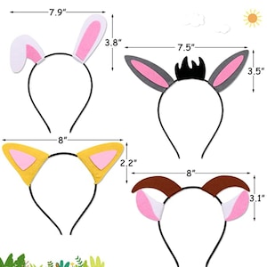 Farm Animals Party Headband Pack of 12, Barnyard Animals Ear Headbands ...