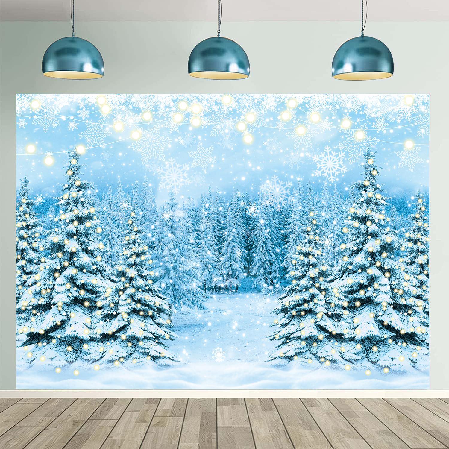 Winter Wonderland Backdrop, Christmas Forest Pine Tree Landscapes ...
