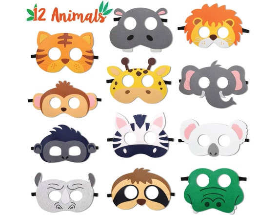 Safari Jungle Animal Felt Masks Pack of 12 Woodland Party | Etsy