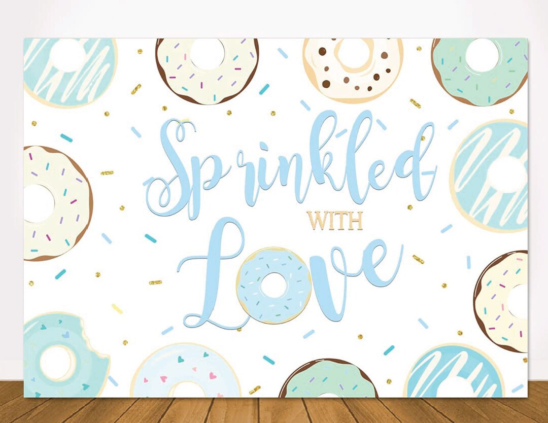 Sprinkled With Love Backdrop, Donut Boy's Baby Shower Backdrop Banner ...