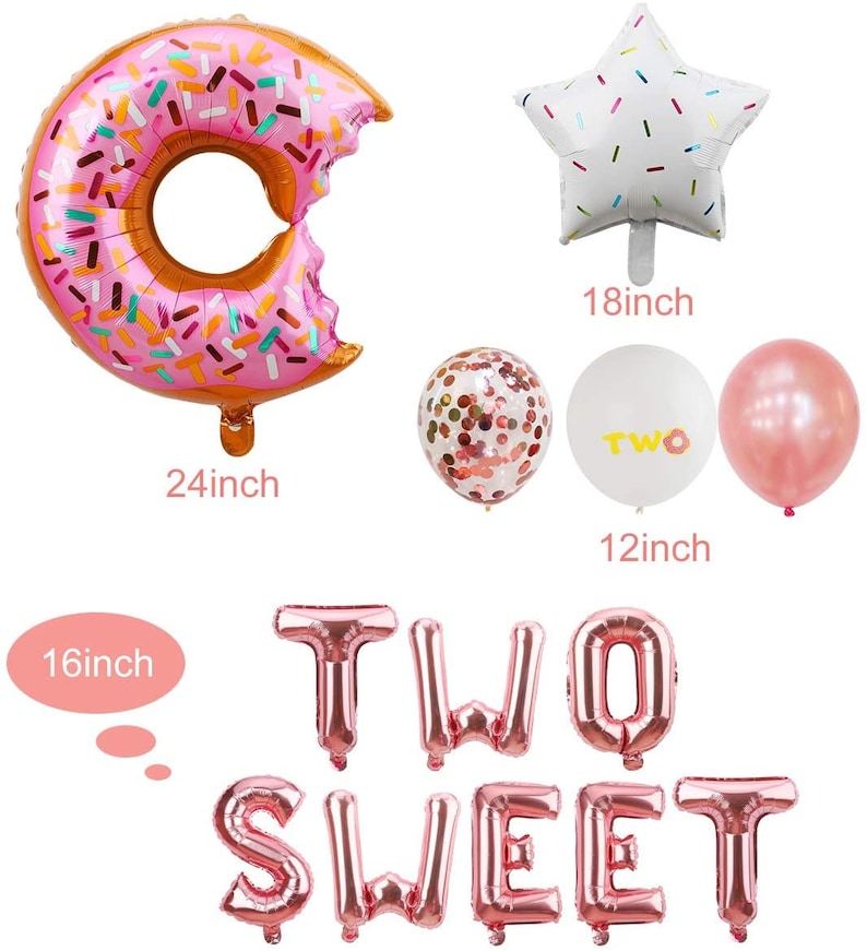 Donut Two Sweet Birthday Party Decoration, Girl's Donut 2nd Birthday ...