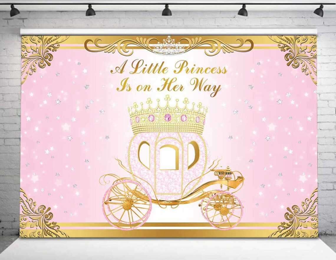 Little Princess Baby Shower Backdrop Pink Princess Carriage - Etsy