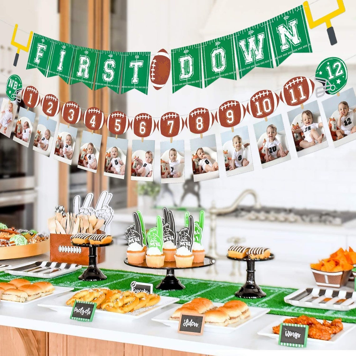 Football 1st Birthday Monthly Photo Banner Football Theme | Etsy