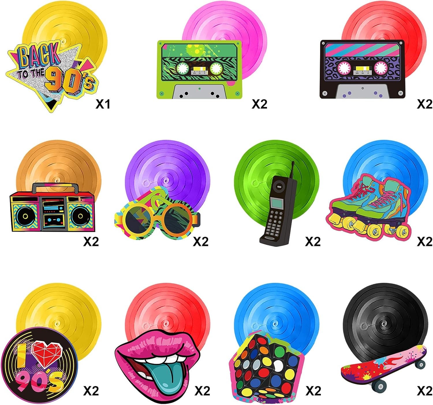 Back to the 90s Hanging Swirl Decorations 30psc, 1990's Hip Hop ...