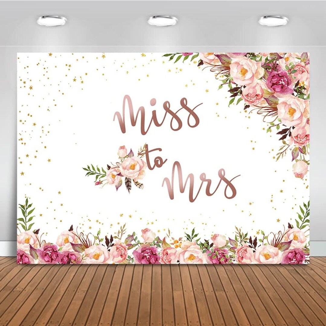 Miss to Mrs Backdrop, Rose Gold Bridal Shower Vinyl Photo Background ...