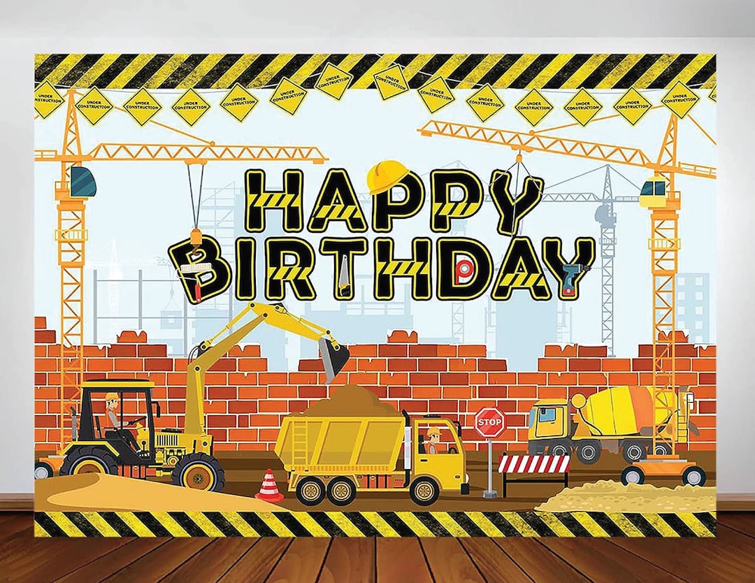Construction Birthday Backdrop Construction Birthday Banner Vinyl Photo ...