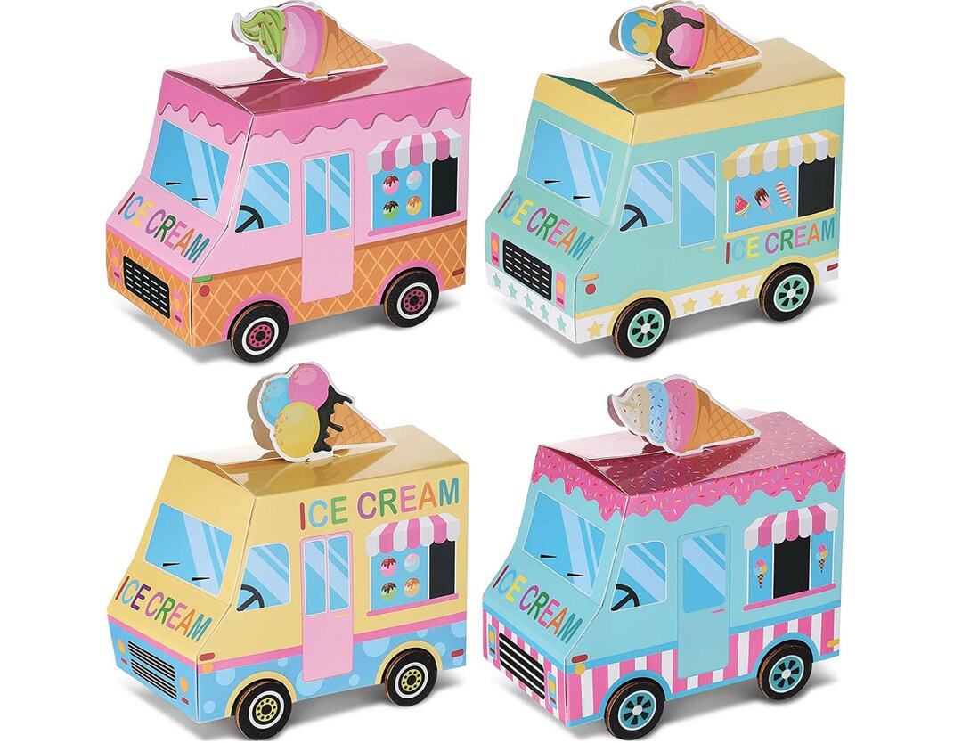 Ice Cream Party Favor Boxes, Ice Cream Truck Treat Boxes, Ice Cream ...