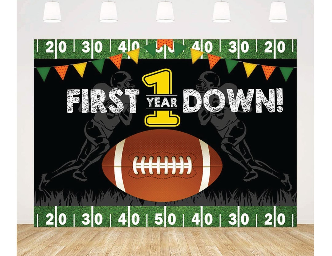 Football 1st Birthday Backdrop, Boy's First Year Down Birthday ...