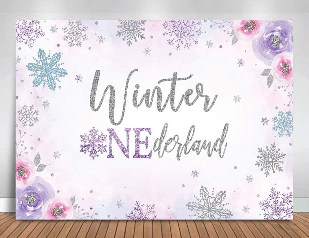Winter Onederland Backdrop Girl Purple and Blue 1st Birthday Vinyl ...