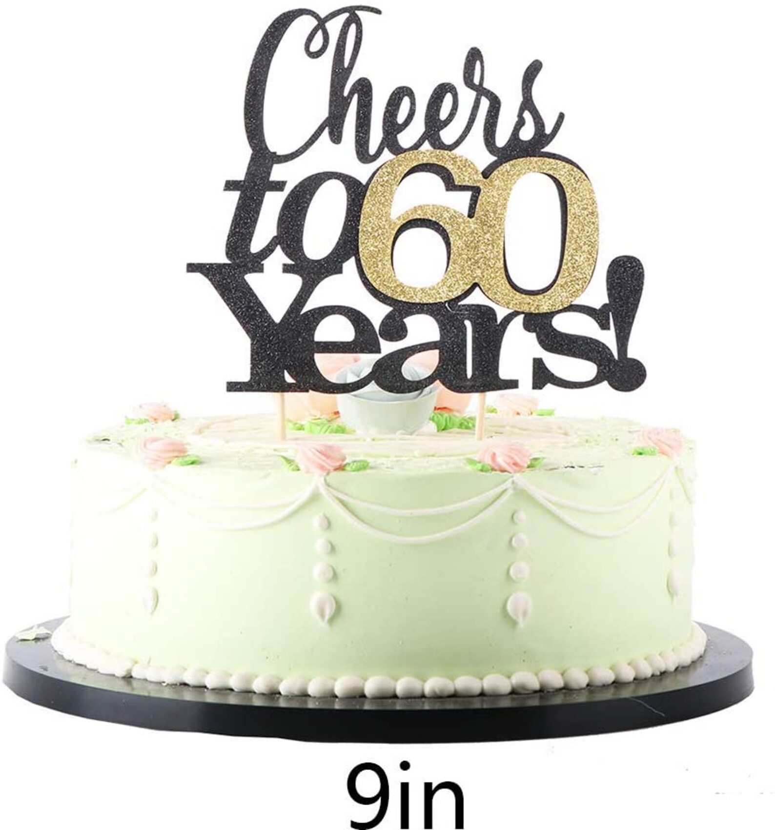 60th Cake Topper Black and Gold 60 Cake Topper 60th Party | Etsy