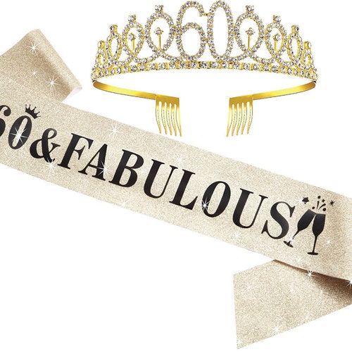 60th Birthday Sash and Tiara for Women 60 & Fabulous Birthday - Etsy