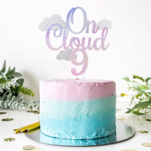 On Cloud 9 Birthday Cake Topper, Gradient on Cloud 9 Cake Topper, Happy 9th Birthday Cake Decor ...