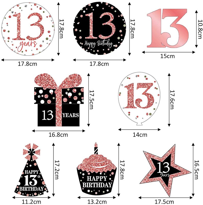 13th Birthday Hanging Swirl Decorations 13th Birthday Party Decorations ...
