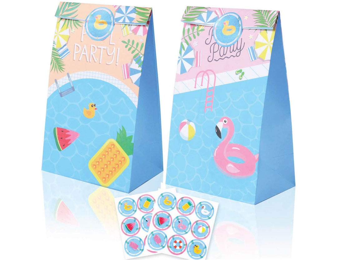 Pool Party Favor Bags Pack of 12, Summer Pool Party Flamingo Treat Bags ...
