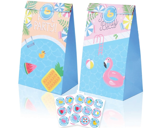 3 Pool Party Gift Bags, Pool Party Favors, Pool Party Treat Bags, Pool ...