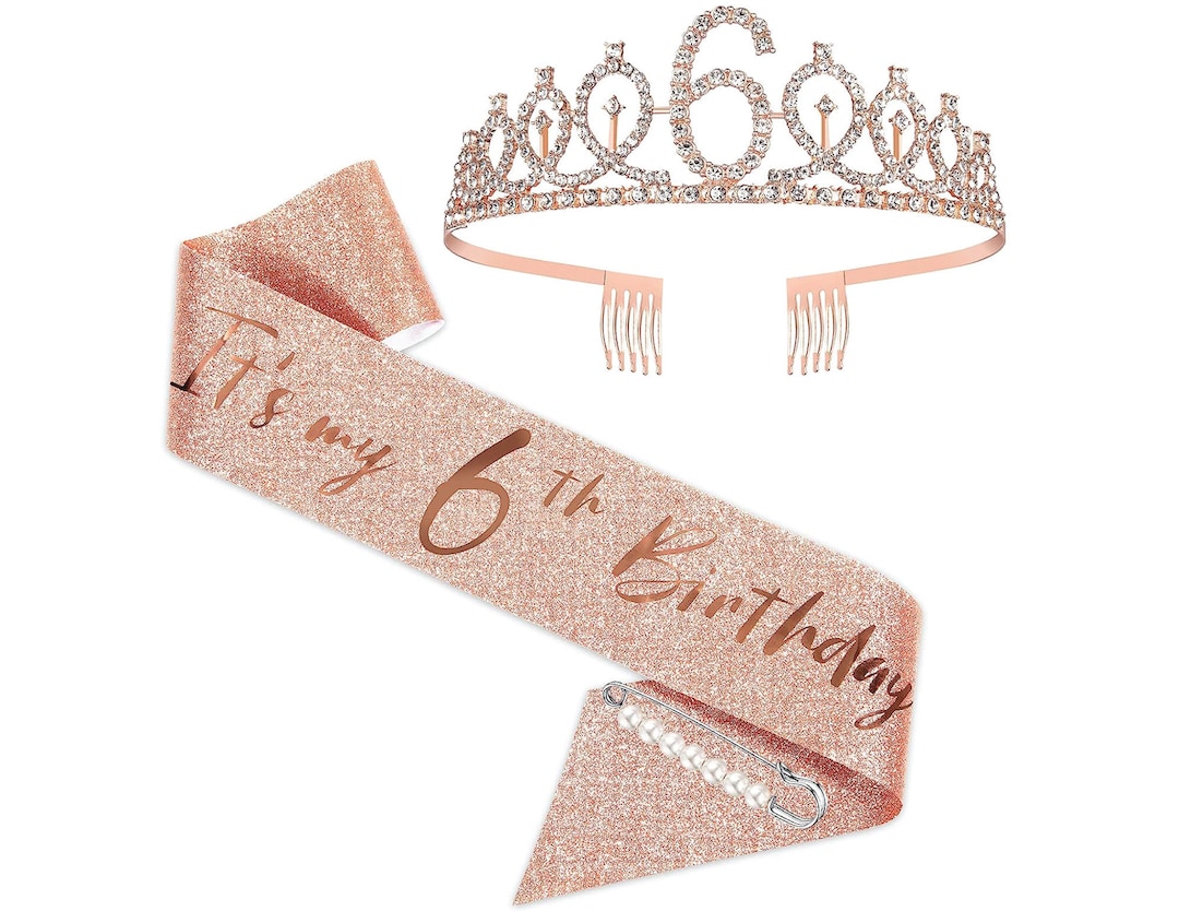 6th Birthday Sash and Tiara for Girls, It's My 6th Birthday Sash Crown 6th Sash and Tiara for ...