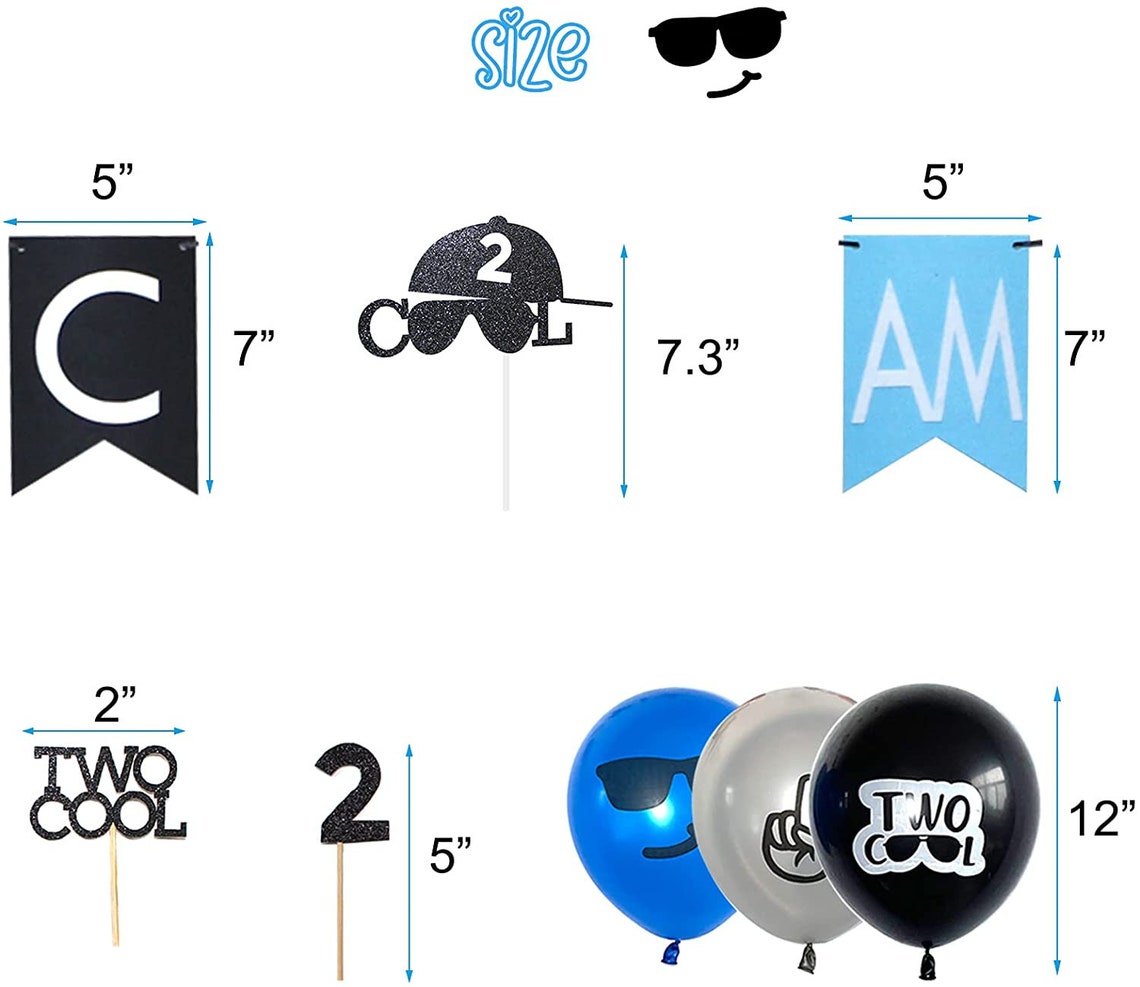 TWO COOL Birthday Decoration Two Cool Boys 2nd Birthday Decor - Etsy